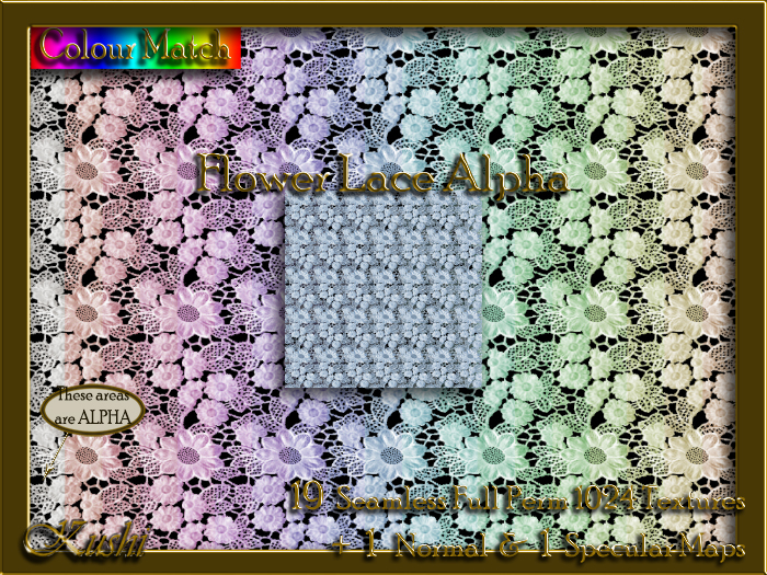 Second Life Marketplace Flower Lace Alpha Seamless Textures